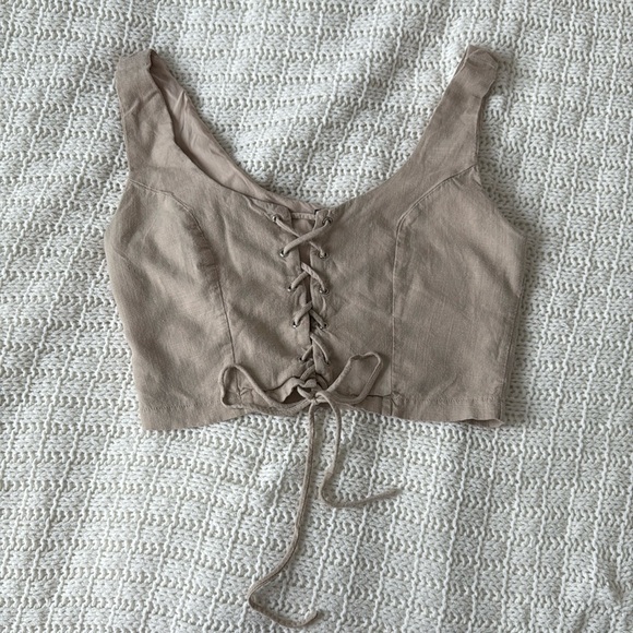 Lulus | Tops | Lulus Beige Laceup Crop Top | Poshmark